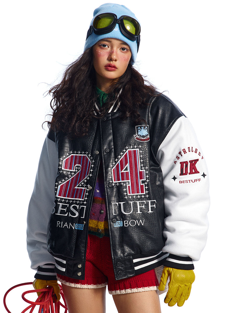 American Style Faux Croc PU Baseball Padded Jackets – GarbneX